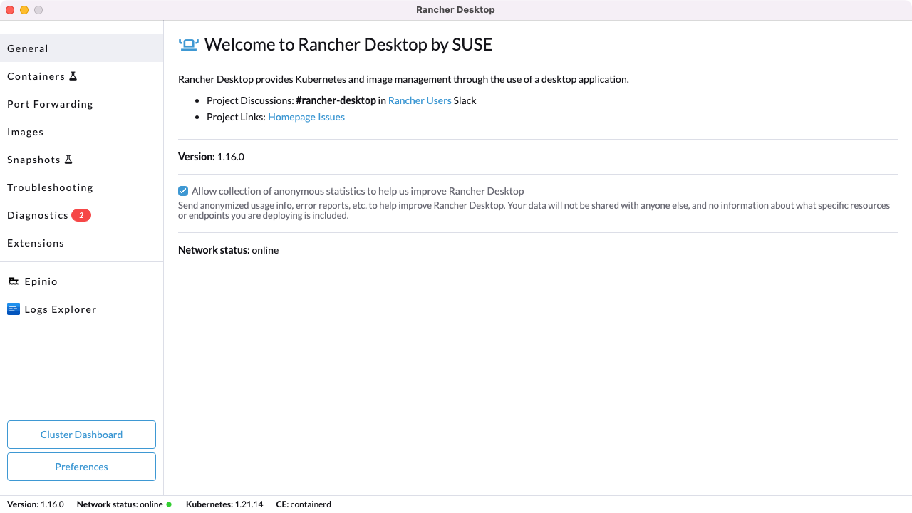 User Interface - General - 《Rancher Desktop v1.16 Documentation》 - 书栈网 · BookStack