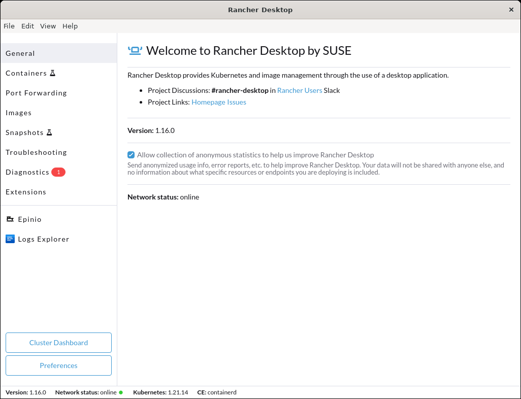 User Interface - General - 《Rancher Desktop v1.17 Documentation》 - 书栈网 · BookStack