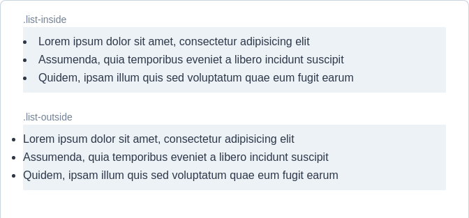 Typography - List Style Position - 《Tailwind CSS v1.0 Documentation》 - 书栈网 · BookStack