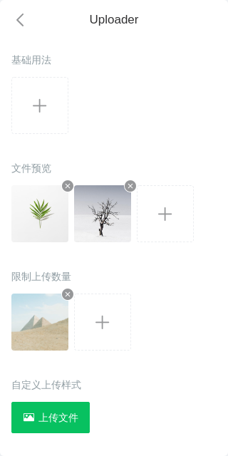 表单组件 - Uploader 文件上传 - 《Vant Weapp 1.0.3 小程序UI组件库》 - 书栈网 · BookStack