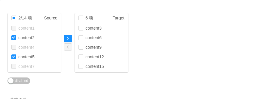 Data Entry - 数据输入 - Transfer穿梭框 - 《Ant Design of Vue v1.3 组件文档》 - 书栈网 · BookStack