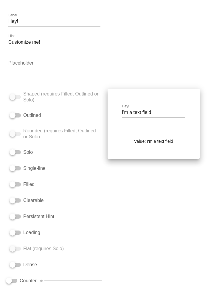 Form inputs & controls（表单和控制） - Text fields（文本框） - 《Vuetify.js 2.2.26 使用教程》 - 书栈网 · BookStack