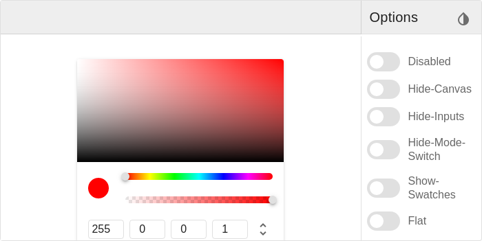 Pickers（选择器） - Color pickers（取色器） - 《Vuetify.js 2.2.26 使用教程》 - 书栈网 · BookStack