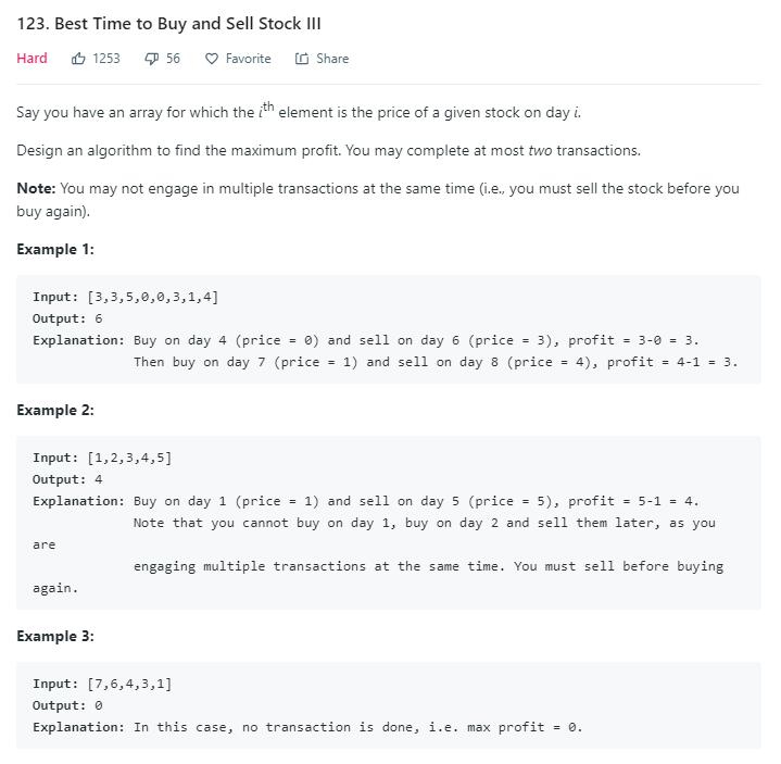 101 题到 200 题 - 123*. Best Time to Buy and Sell Stock III - 《Leetcode 前 ...