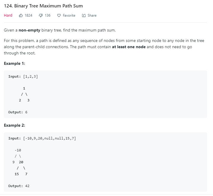 101 题到 200 题 - 124*. Binary Tree Maximum Path Sum - 《Leetcode 前 300 题算法题解析（Java）》 - 书栈网 · BookStack