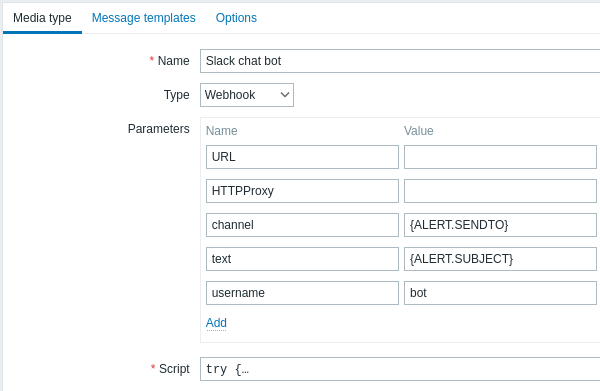 4 Webhook - Webhook 脚本范例 - 《Zabbix v6.4 使用手册》 - 书栈网 · BookStack